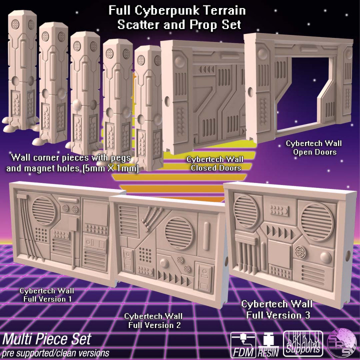 3D Printable Cyberpunk Scatter Terrain Set by Sync Ratio Systems
