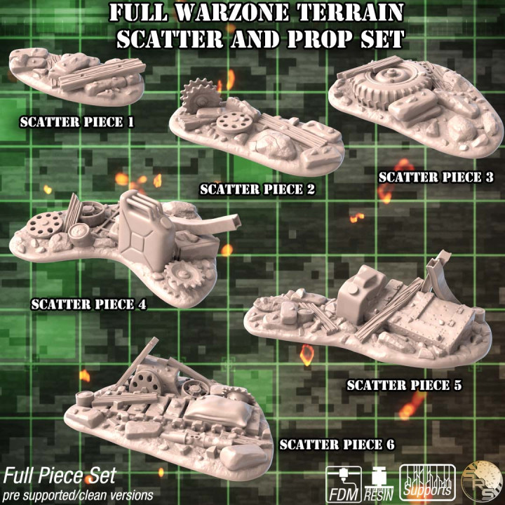 3D Printable Warzone Scatter Terrain Set by Sync Ratio Systems
