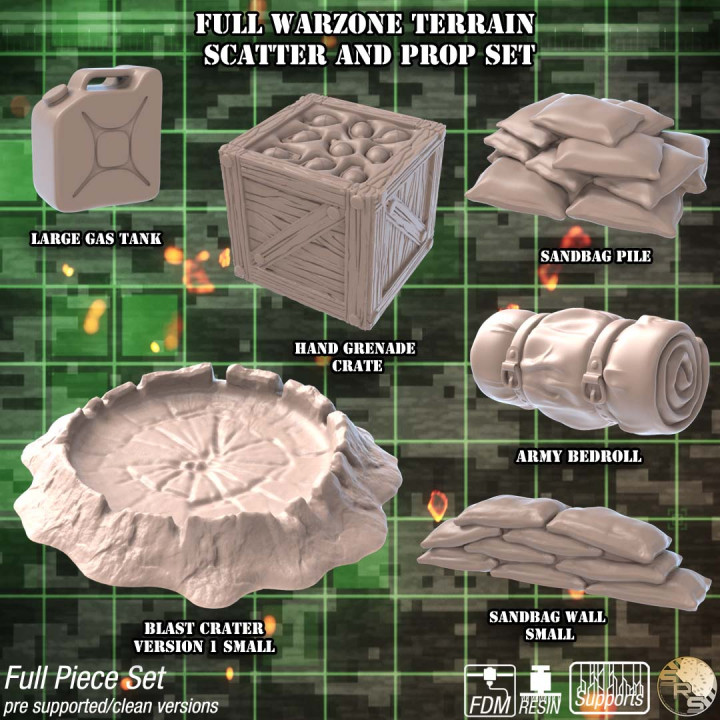 3D Printable Warzone Scatter Terrain Set by Sync Ratio Systems