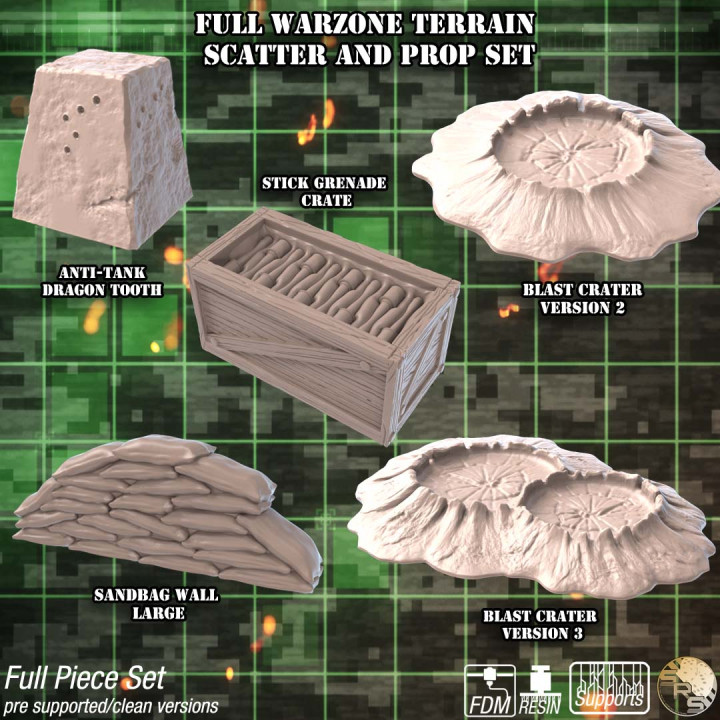 3D Printable Warzone Scatter Terrain Set by Sync Ratio Systems