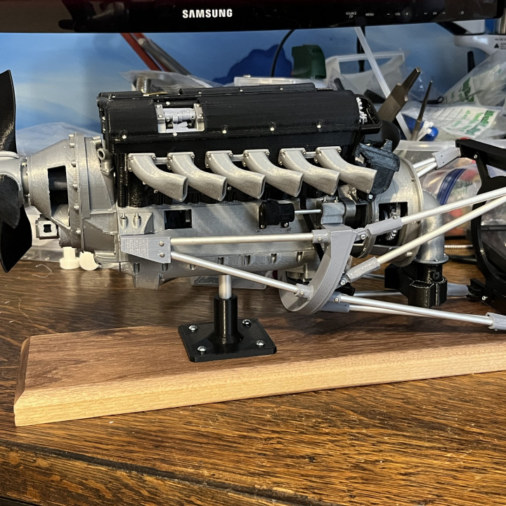 3D Print of V-type 12-Cylinder Engine, Water-Cooled, Cutaway by ...