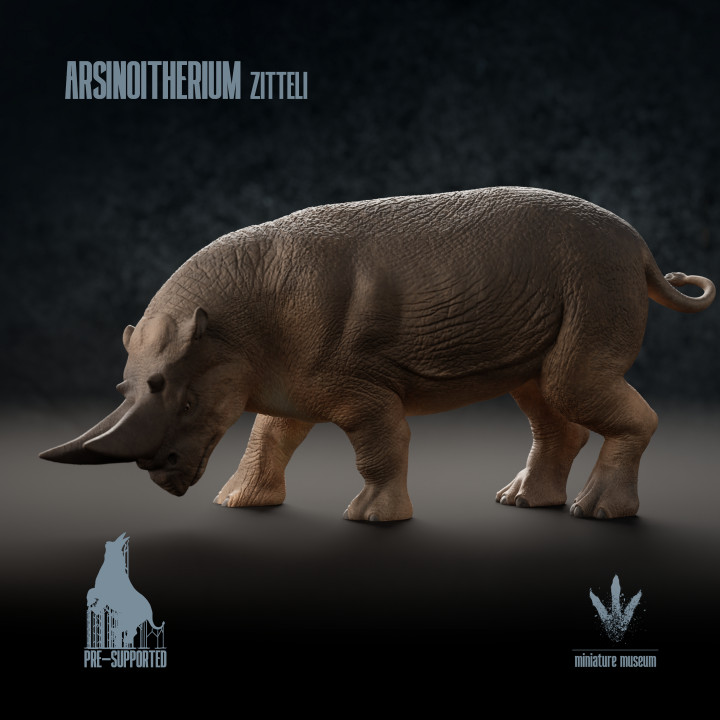 3D Printable Arsinoitherium Zitteli : Defensive Posture by Miniature Museum