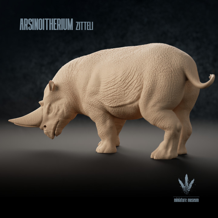 3D Printable Arsinoitherium Zitteli : Defensive Posture by Miniature Museum