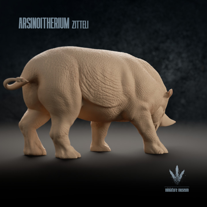 3D Printable Arsinoitherium Zitteli : Defensive Posture by Miniature Museum