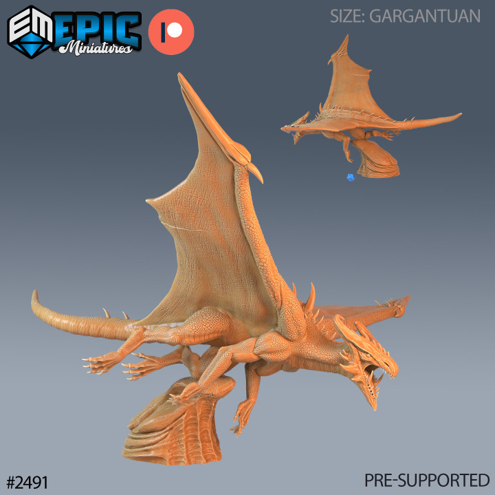 3D Printable Tempest Dragon / Legendary Storm Drake / Winged Mountain ...