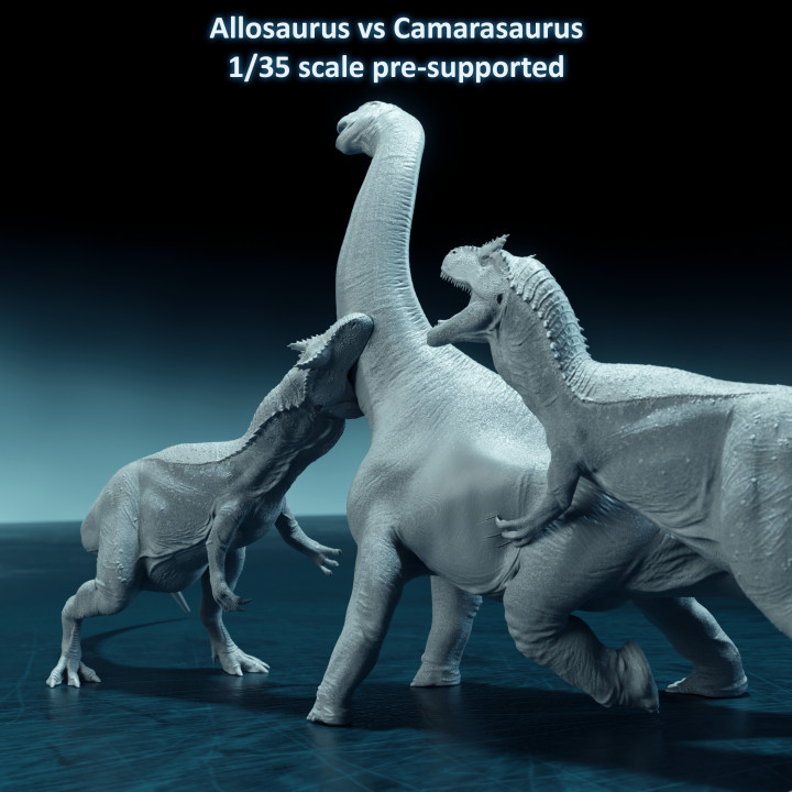 3D Printable Allosaurus vs Camarasaurus 1-35 scale pre-supported ...