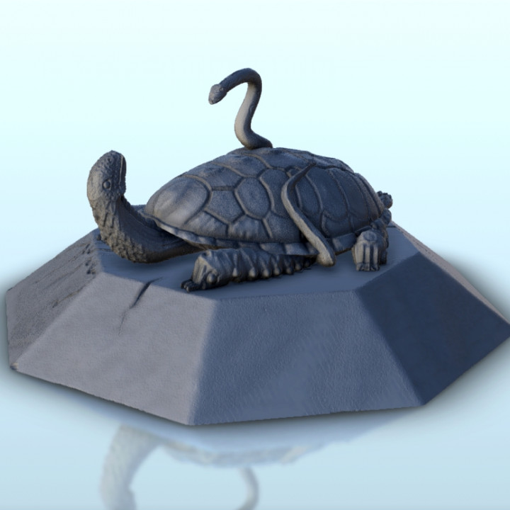 3D Printable Statue of snake and turtle seated on base 4 - Asia Terrain ...