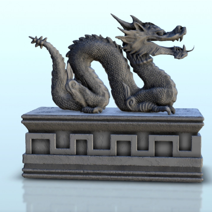 3D Printable Statue of dragon on carved base 6 - Asia Terrain Clash of ...