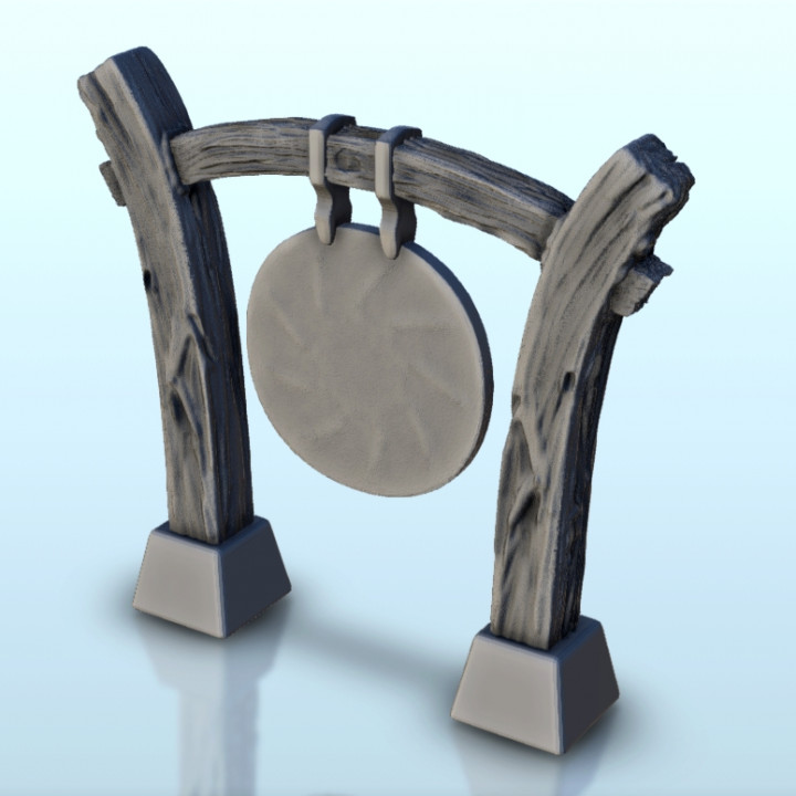 3D Printable Oriental gong on wooden stand 8 - Asia Terrain Clash of ...