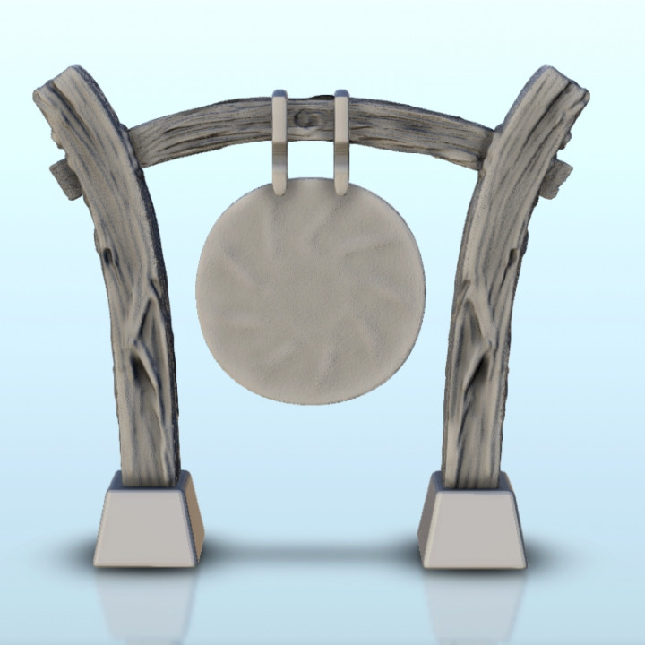 3D Printable Oriental gong on wooden stand 8 - Asia Terrain Clash of ...