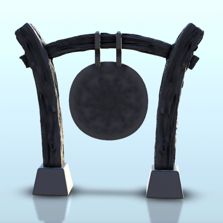 3D Printable Oriental gong on wooden stand 8 - Asia Terrain Clash of ...