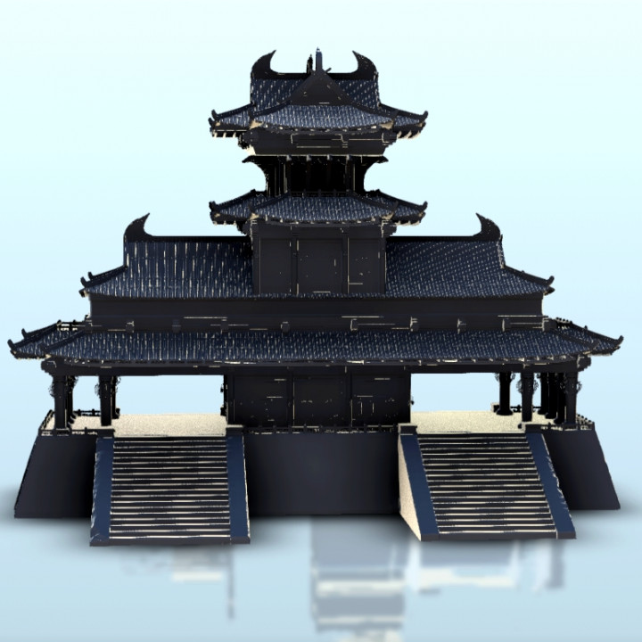 3D Printable Grand Asian palace with tunnel stairs and tower 6 - Asia ...