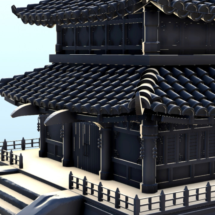 3D Printable Asian building with one floor on grand staircase 8 - Asia ...