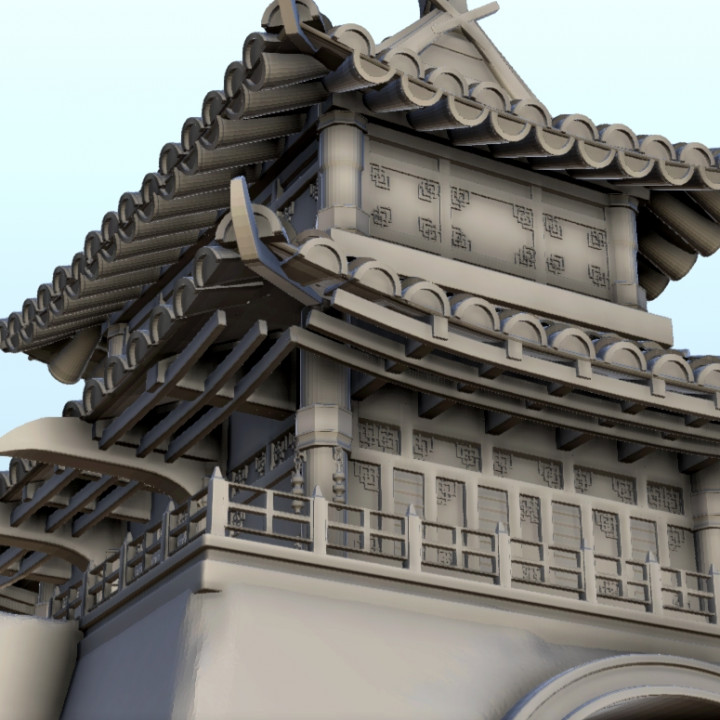 3D Printable Asian building with one floor on grand staircase 8 - Asia ...