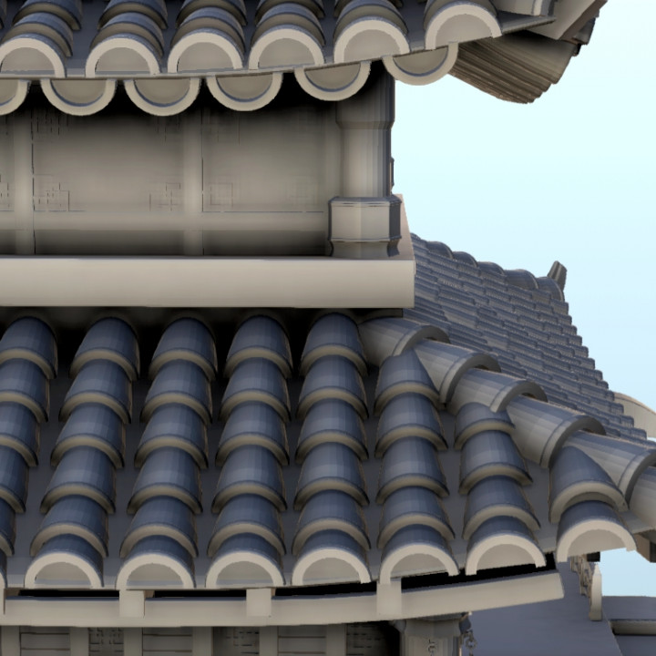 3D Printable Asian building with one floor on grand staircase 8 - Asia ...
