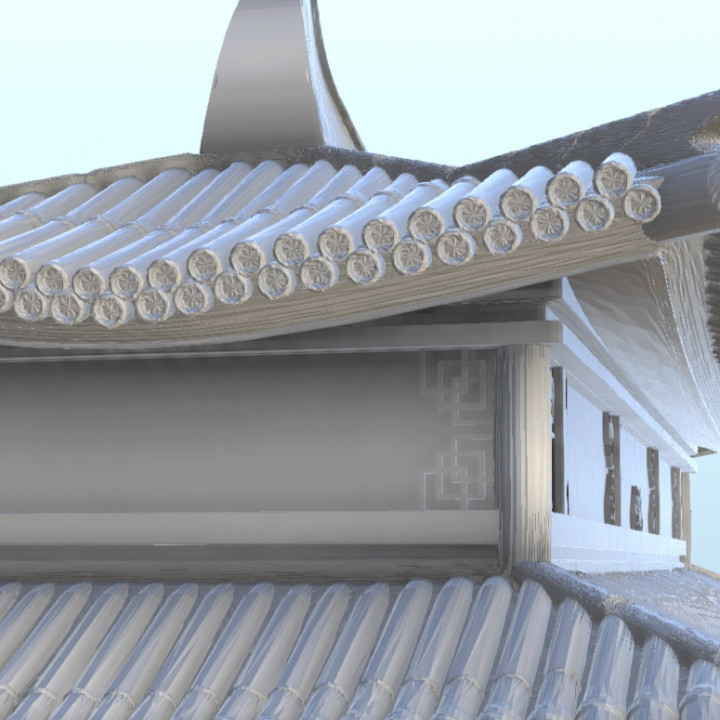 3D Printable Asian house with two-story roof 19 - Asia Terrain Clash of ...