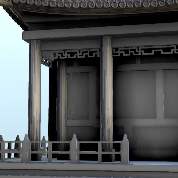 3D Printable Asian house with two-story roof 19 - Asia Terrain Clash of ...