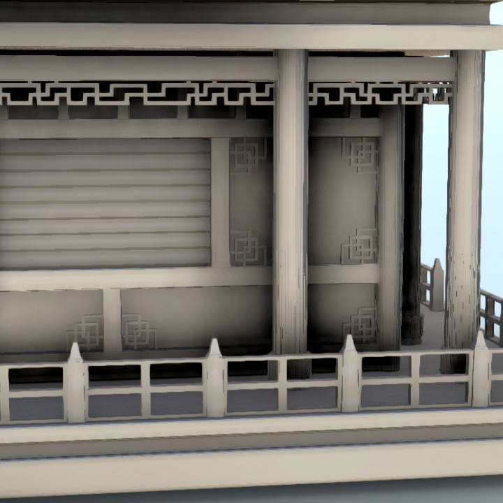 3D Printable Asian house with two-story roof 19 - Asia Terrain Clash of ...
