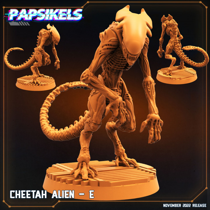 3D Printable CHEETAH ALIEN - F by PAPSIKELS MINIATURES