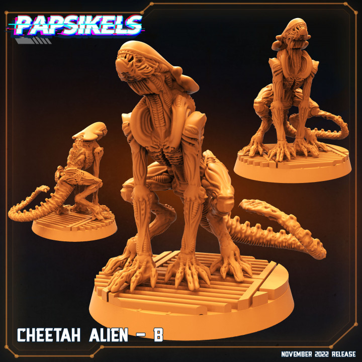 3D Printable CHEETAH ALIEN - B by PAPSIKELS MINIATURES