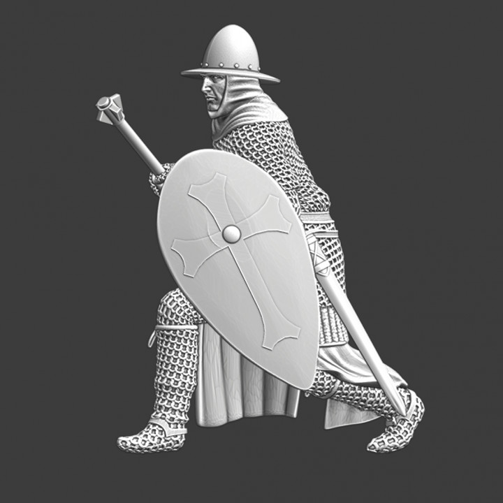 3D Printable Medieval Infantry Sergeant with mace and shield by ...