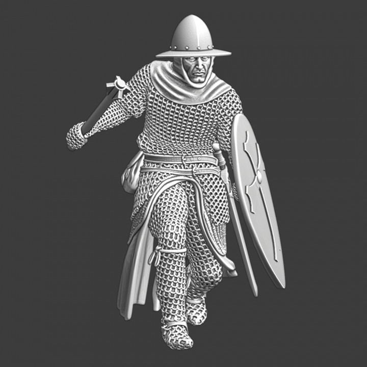 3D Printable Medieval Infantry Sergeant with mace and shield by ...