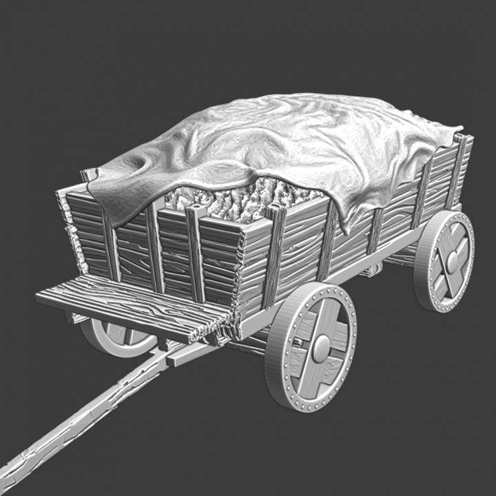 3D Printable Medieval supply wagon with grain and cover by Northern ...