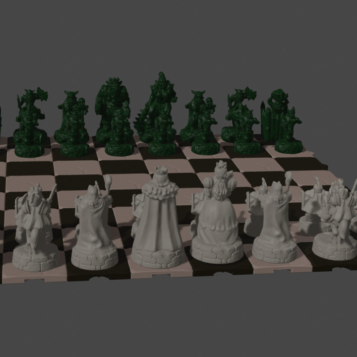 3D Printable Fantasy army chess set _ human vs orc by NEMO_MK2