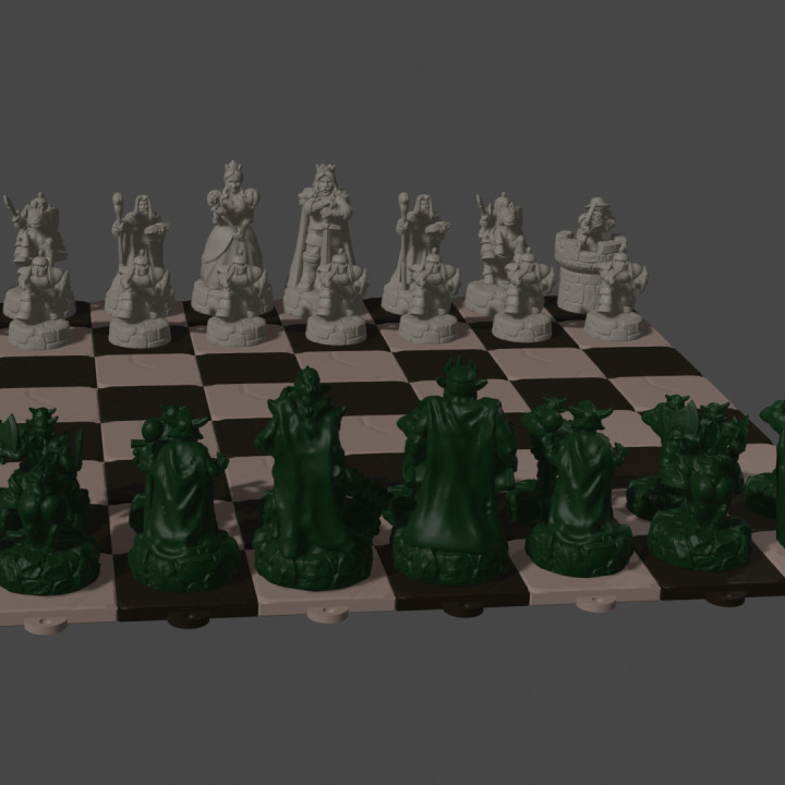 3D Printable Fantasy army chess set _ human vs orc by NEMO_MK2