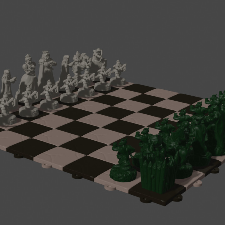 3D Printable Fantasy army chess set _ human vs orc by NEMO_MK2