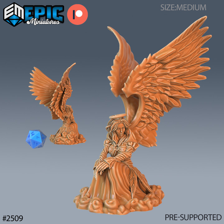 3D Printable Angel Female Set / Angelic Soldier / Heavenly High Guardian / Winged Cloud ...
