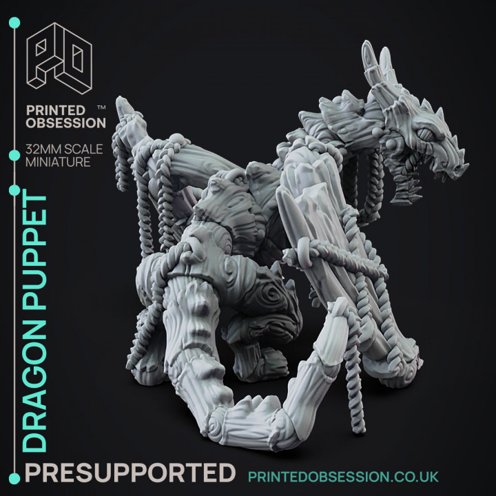 3D Printable Dragon Puppet - Puppet Monster - PRESUPPORTED - 32mm scale ...