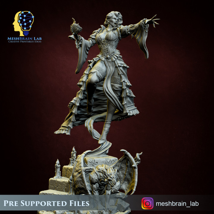 3D Printable Vampire Countess - 35mm & 75mm Scale by MeshBrain Lab