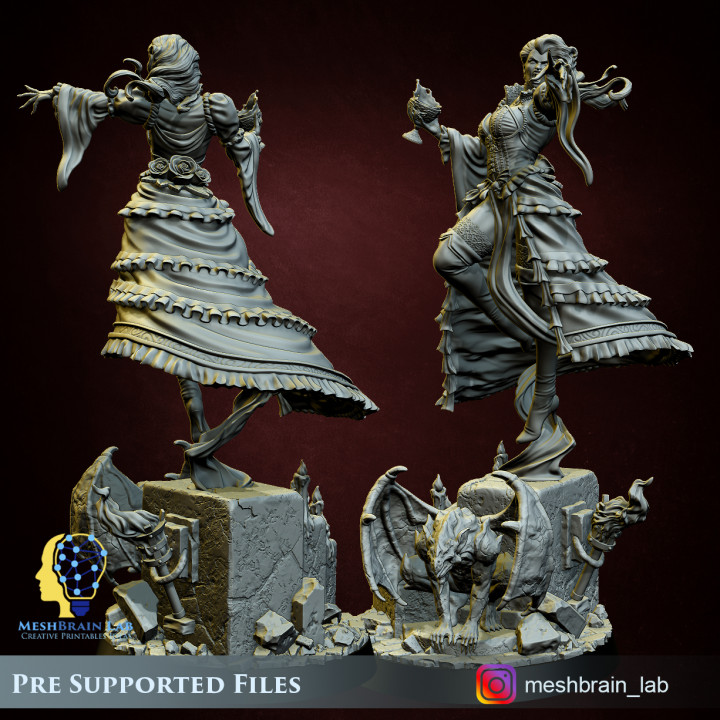 3D Printable Vampire Countess - 35mm & 75mm Scale by MeshBrain Lab