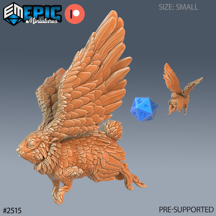 3D Printable Flying Rabbit Set / Angelic Bunny Warrior / Heavenly ...