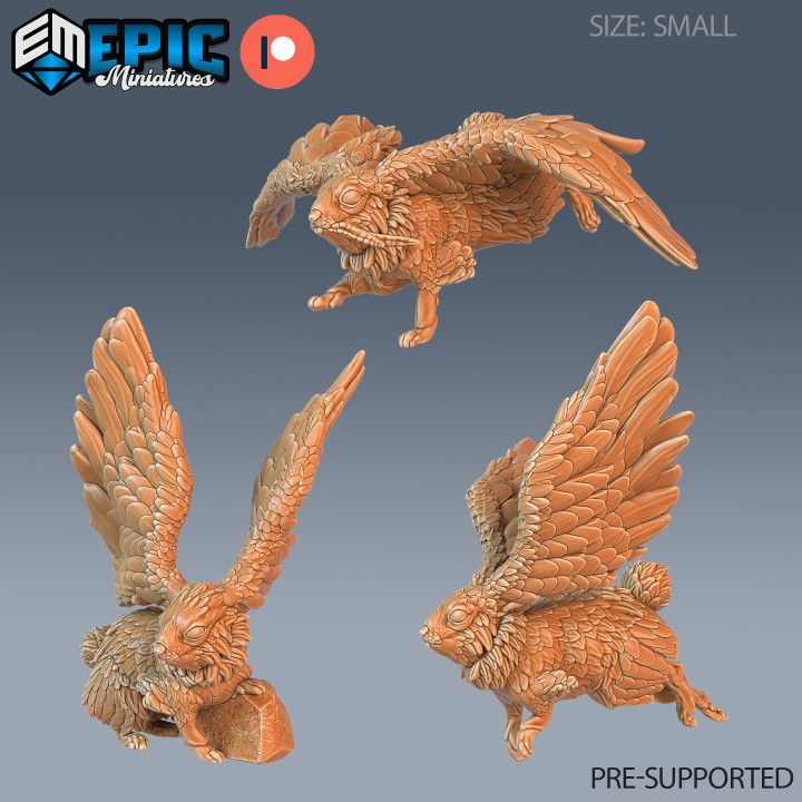 3D Printable Flying Rabbit Set / Angelic Bunny Warrior / Heavenly ...