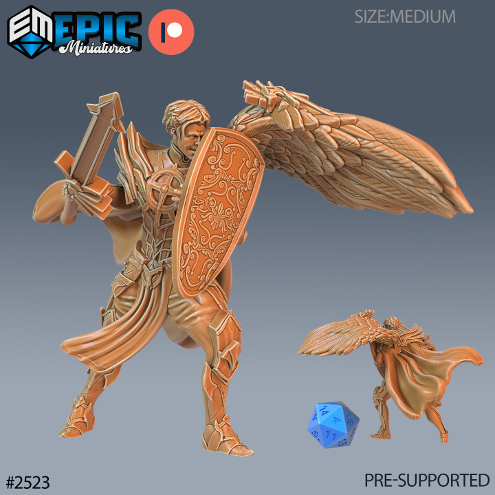 3D Printable Half Angel Paladin Set / Heavenly Warrior / Angelic Guardian / Cloud Hero by Epic ...