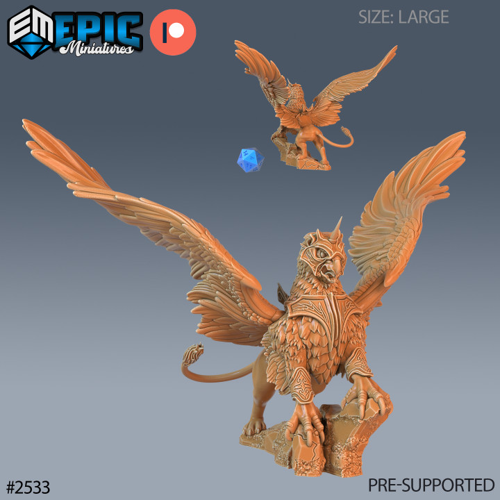 3D Printable Griffin Set / Gryphon / Heavenly Flying Beast / Lion Eagle ...