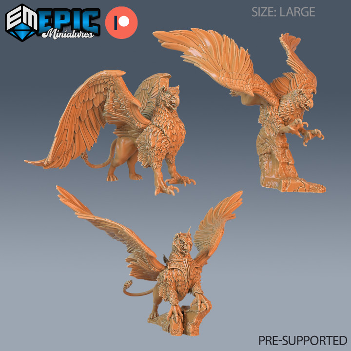 3D Printable Griffin Set / Gryphon / Heavenly Flying Beast / Lion Eagle ...