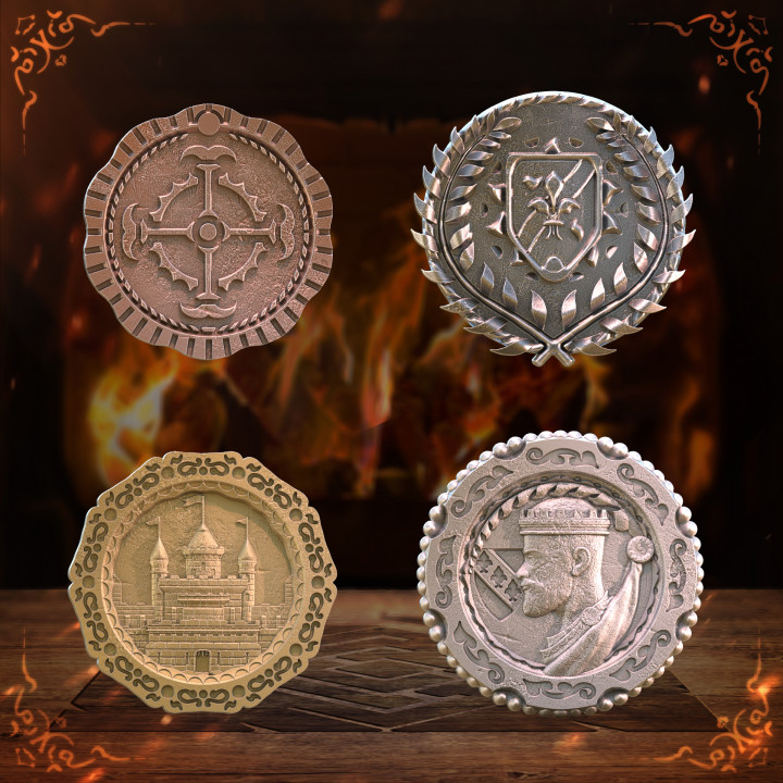 3D Printable Medieval coin set by Unchained Games