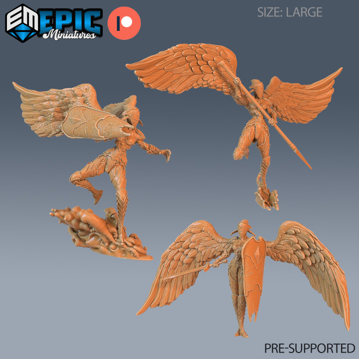 3D Printable Animated Angel Statue Set / Heavenly Guard / Angelic ...