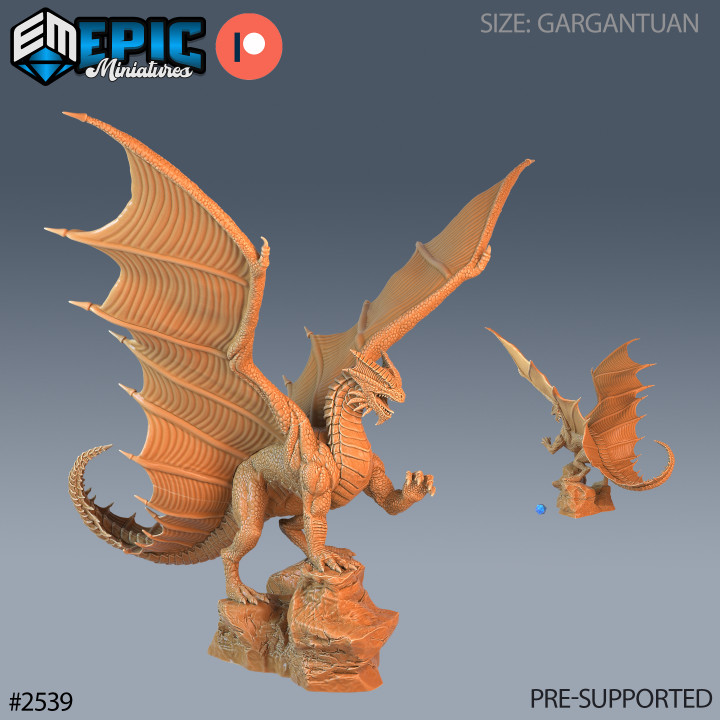 3D Printable Ancient Copper Dragon / Legendary Bronze Drake / Winged ...
