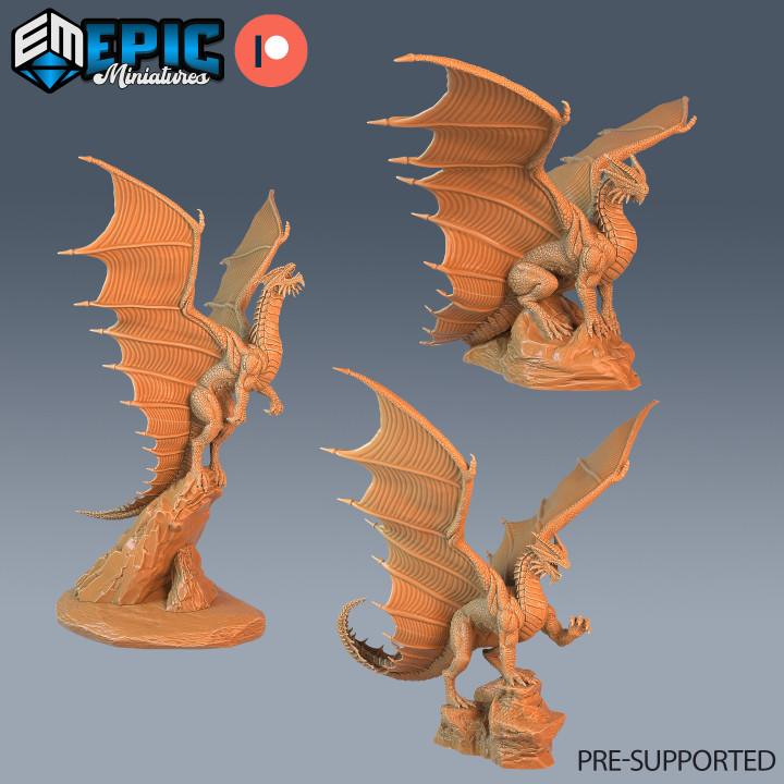 3D Printable Copper Dragon Set / Legendary Bronze Drake / Winged ...
